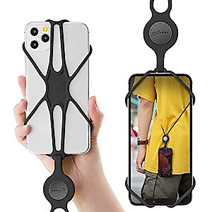 Bone】 Crossbody Lanyard Phone Tie 2, Universal Crossbody Phone Lanyard Anti-Lost Phone Holder for iPhone 13 12 11 Pro Max Mini, Adjustable iPhone Lanyard Fits Most Phones from 4-6.7" - Black