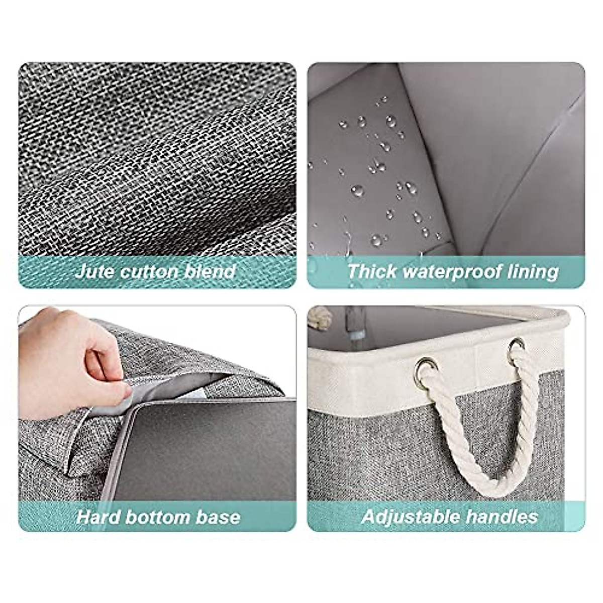 Laundry Basket of the Collapsible Linen,Laundry Hamper with Rope Handles Built-in Lining with Foldable Brackets Laundry Storage Baskets for Bathroom,Toys and Clothing Organization