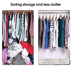 AILINA 3 Packs Large Fabric Storage Bins, Foldable Beige Storage Baskets for Shelves, Decorative Organizing Baskets with Double Handles for Bathroom Baby Cloth Nursery, 15 x 10.4 x 5.4 inch