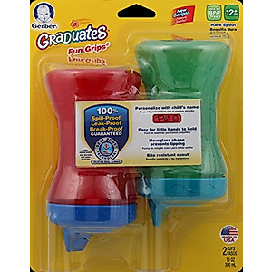 Gerber Graduates Fun Grips Hard Spout Sippy Cup (Colors may vary), 10-Ounce, 2 cups