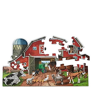 Melissa & Doug Busy Barn Shaped Jumbo Jigsaw Floor Puzzle (32 pcs, 2 x 3 feet) - FSC Certified