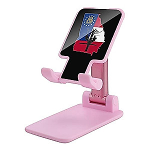 Georgia State Map Flag Lineman Funny Foldable Desktop Cell Phone Holder Portable Adjustable Stand Desk Accessories