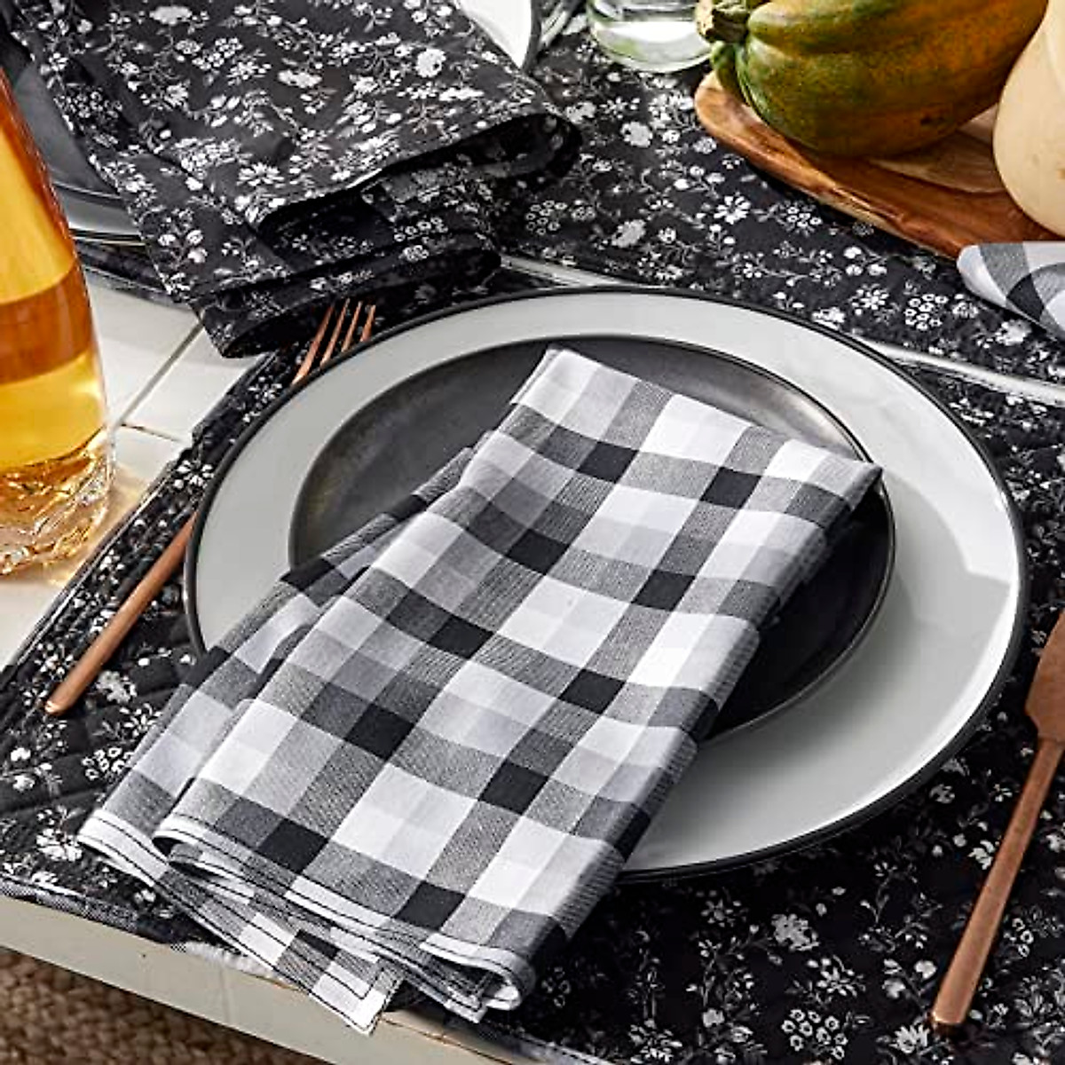 Vera Bradley Women's Cotton Napkin Set of 4, Kingbird Plaid - Recycled Cotton, One Size