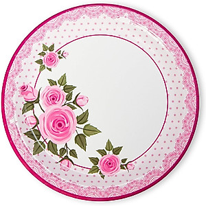 Royal Bluebonnet Paper Plates and Napkins Sets – Set of 24 – Paper Plates and Napkins and Cups, Rose Floral Tea Party Decorations, Paper Plates