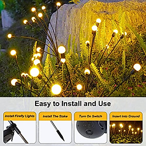 AAOVEFOX Solar Garden Lights – 40 LED Solar Firefly Lights, 10 LED Starburst Swaying Lights, Solar Outdoor Lights Waterproof Garden Decor for Yard Patio Pathway Lawn(4 Pack)