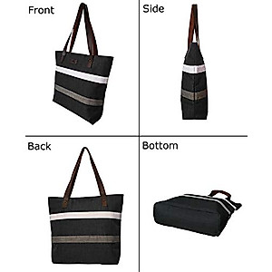 Aleah Wear Shoulder Tote Bag Purse Top Handle Satchel Handbag For Women Work School Travel Business Shopping Casual (Black) Upgraded