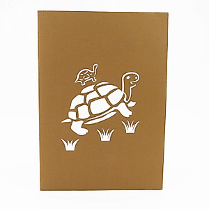 POP CARD EXPRESS Turtle Theme 3D Pop Up Greeting Card - Mother's Day Card, Thank You Mom Card, Father's Day Card, Thank You Dad Card (Turtles Pop Up Card)