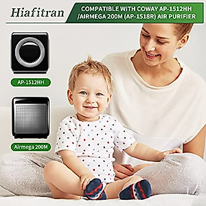 Hiafitran AP-1512HH Replacement Filter for Coway AP-1512HH Filter Replacement Coway Airmega AP-1512HH Filter Coway 3304899 Filter Coway Airmega 200M AP1512HH Mighty True Hepa Replacement Filter