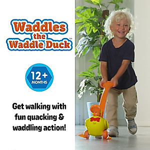 Waddles the Waddle Duck - Baby to Toddler Push Toy with Quacking Sounds and Waddling Action, Walking Toy for 1-3 Year Olds, Great for 1 Year Old Learning to Walk - Yellow