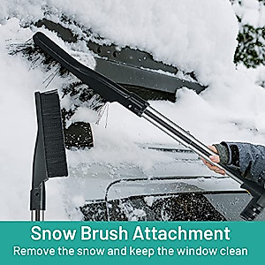 GYMAX 3 in 1 Retractable Snow Shovel, 35” Adjustable Snow Shovel Kit with Snow Brush & Ice Scraper, Portable Snow Removal Combo with Carrying Bag, Portable for Vehicle, Outdoor, Backyard