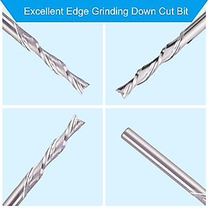 HQMaster Downcut Bit 1/8" Shank Down Cut Spiral CNC Router Bits End Mill Tungsten Carbide Milling Cutter Set 5 Pack (3.175mm)