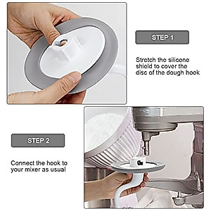 Sunsetbaby Dough Hook Cover for Kitchenaid Mixer, Keep The Mixer Clean, Fit All Type C Shape 3.74in/95mm Diameter Kitchenaid Stand Mixer Hooks (Grey)