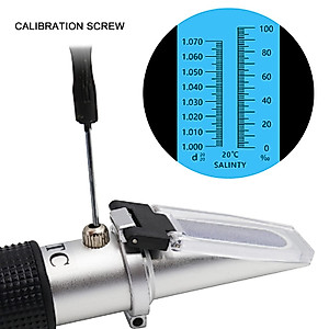 Salinity Meter, 0‑100 PPT 1.000‑1.070 Wear Resistant Aluminum Alloy Salinity Refractometer for Marine Monitoring