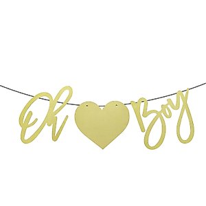 KINMAD Wooden Oh Boy Sign for Baby Boy Shower Decorations Backdrop for Gender Reveal Banner,Birthday Party,Baptism Decor and Wall Photo Prop(Gold)