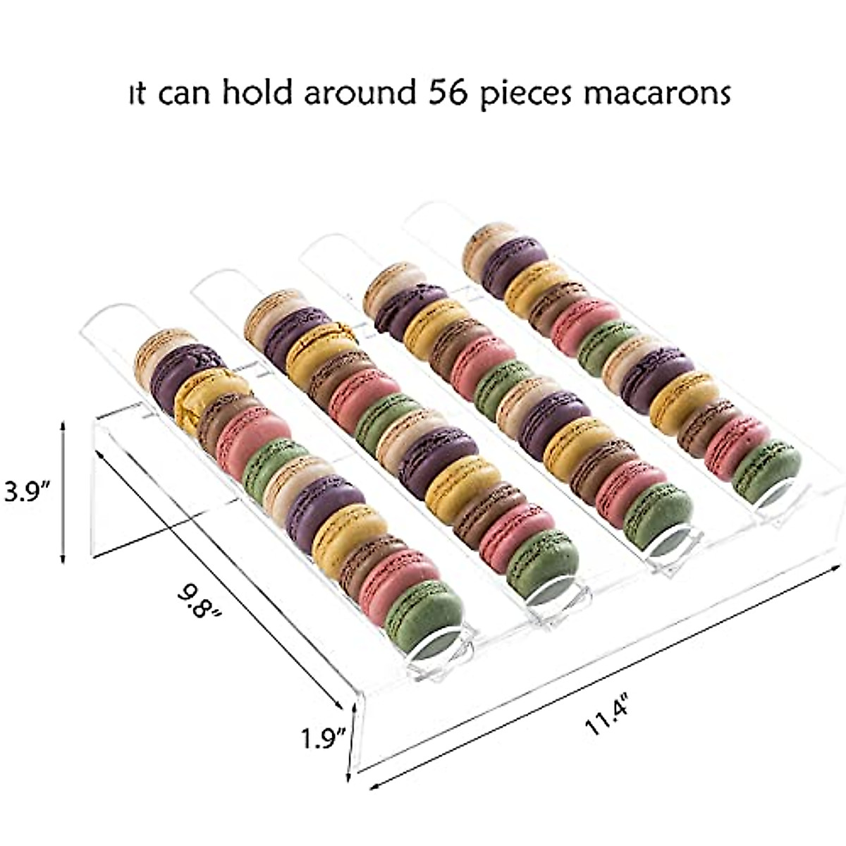 BLBYHO Acrylic Macaron Display Tray, Macaron Cookie Display Stand with 4 Slots…