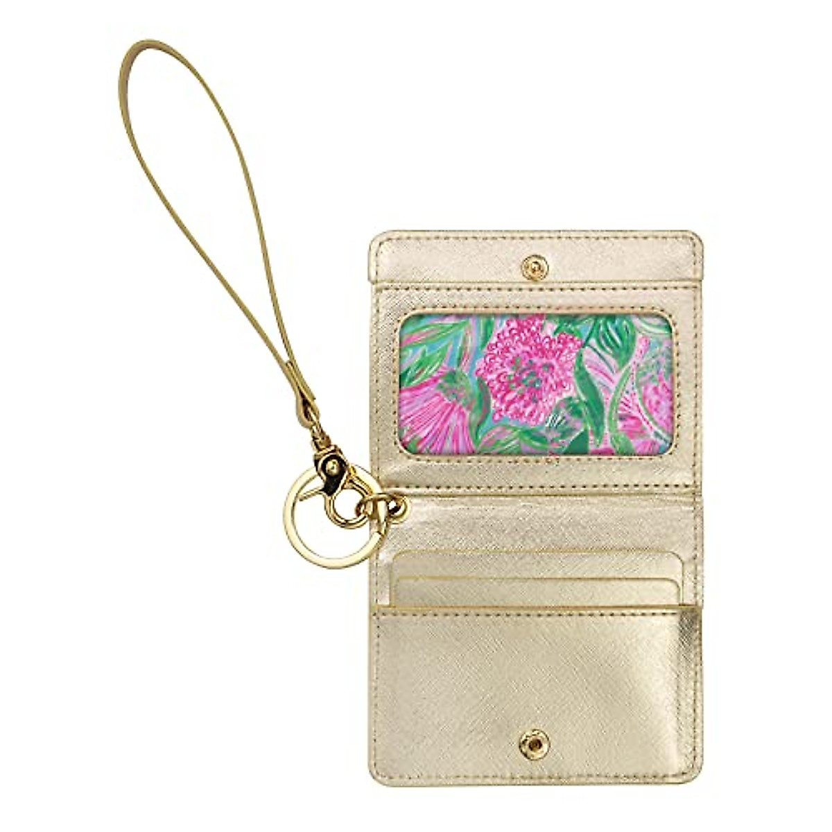 Lilly Pulitzer Snap ID Card Case, Cute Keychain Wallet, Slim Credit Card Holder with Wristlet Strap, Coming in Hot