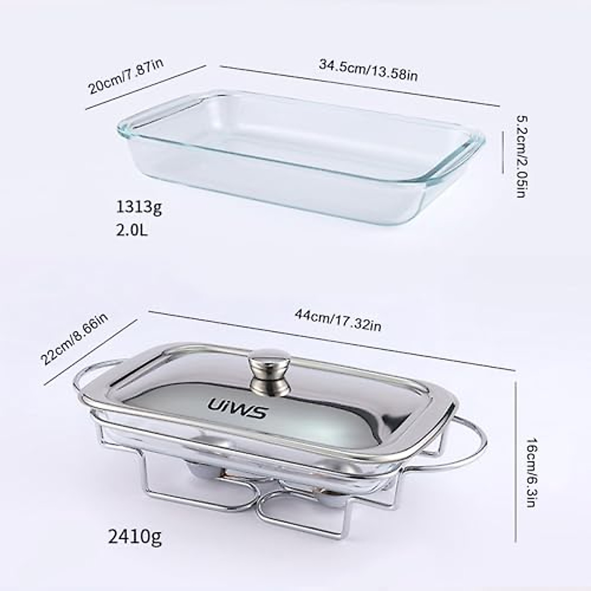 TUOJINRUIDA Gold Frame Chafing Dish Buffet Set - 2.0L x 4 Pack Elegant Warmer Server with Dual Fuel Holders Rectangular Food Warming Tray Gold