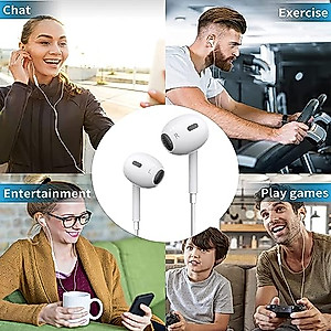 2 Pack Wired Earbuds/iPhone Headphones Wired/Earphones with Lightning Connector [MFi Certified] with Microphone and Volume Control Compatible with iPhone 14/13/12/11/X/8/7-Support All iOS