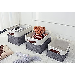 MeCids Storage Bins - 3-Piece Packs Collapsible Fabric Large Storage Baskets Bins - Organizers and Storage for Closet Shelves, Toy, Office, Nursery – Large, Medium & Small Sizes