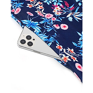 Moyabo Women's Summer V Neck Sleeveless Double Adjustable Spaghetti Strap A-line Mini Dress Navy Blue Flower X-Large