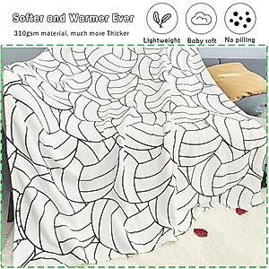Niopos Volleyball Blanket Volleyball Gifts for Girls Teens Volleyball Stuff Lovers Team Gifts White Volleyball Fleece Blankets Girls Women (Light Black and White, 40x50 inch, Volleyball-Stripe)