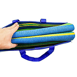 Camco Handy Mat with Strap, Perfect for Picnics, Beaches, RV and Outings, Weather-Proof and Resistant (Blue/Green - 60" x 78") - 42805
