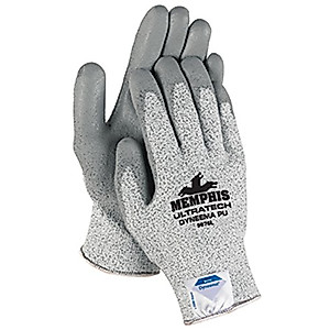 MCR Safety 9676L UltraTech Dyneema 13-Gauge PU Coating Washable Gloves, Salt and Pepper, Large, 1-Pair