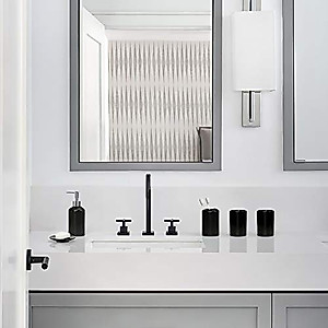 Willow&Ivory Bathroom Accessories Set | 5 Piece, Matte Black Ceramic Bath Set | Toothbrush Holder, Soap Dispenser, Soap Dish, 2 Tumblers | Midnight Collection