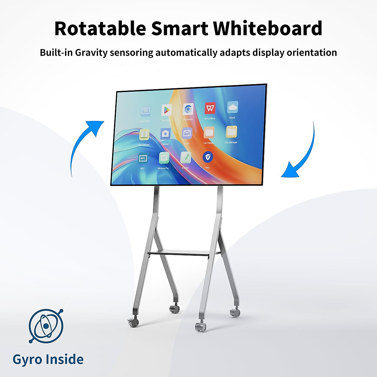 Smartboard, Tiburn HUB 55" S2 4K UHD Rotating Adaptive Nano Capacitive Smart Writing Board with Screen Mirroring from Android and iOS for Conference Live Streaming Home Advertising Display