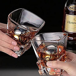 Ecentaur Whiskey Stones Stainless Steel Ice Cube Metal Reusable Balls 2.2" Chilling Stones for Drinks Set of 4