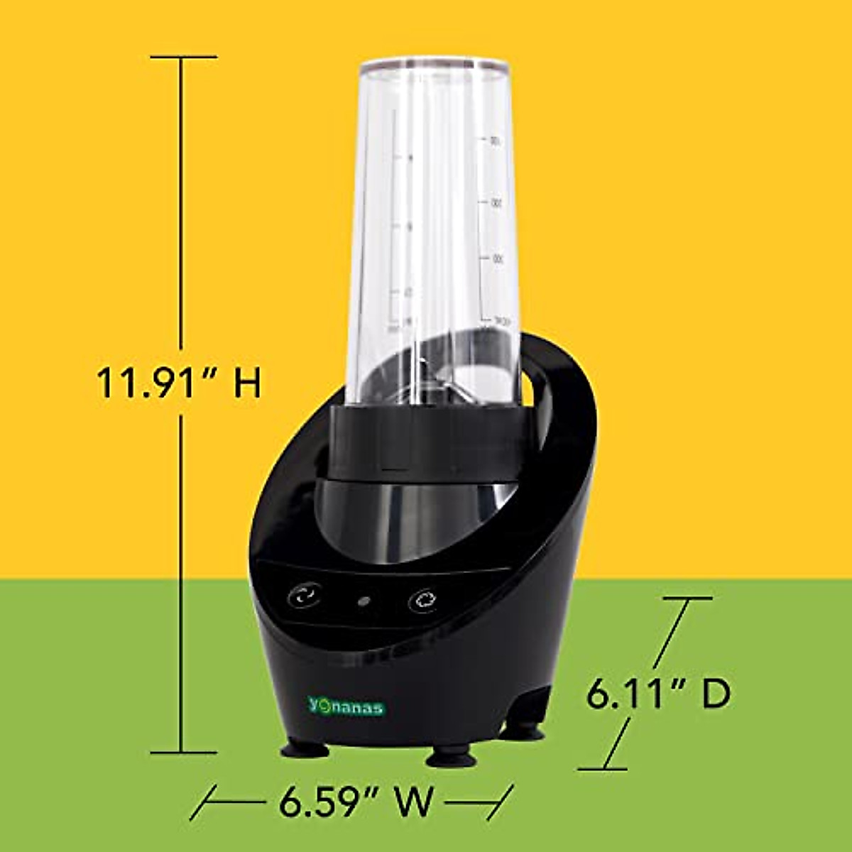 Yonanas Personal Blender with 13.5-Ounce Portable Cup and Drinking Lid for Shakes and Smoothies, BPA Free, 300-Watts, Black