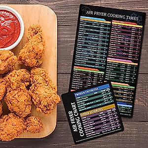 Air Fryer Cheat Sheet Magnetic Air Fryer Cooking Times Chart Magnet Cheat Sheet Set Air Fryer Accessories Cookbook Recipe Card Meat Temp Guide for Airfryer Oven Cooking Pot Kitchen Appliances, 2 Pack