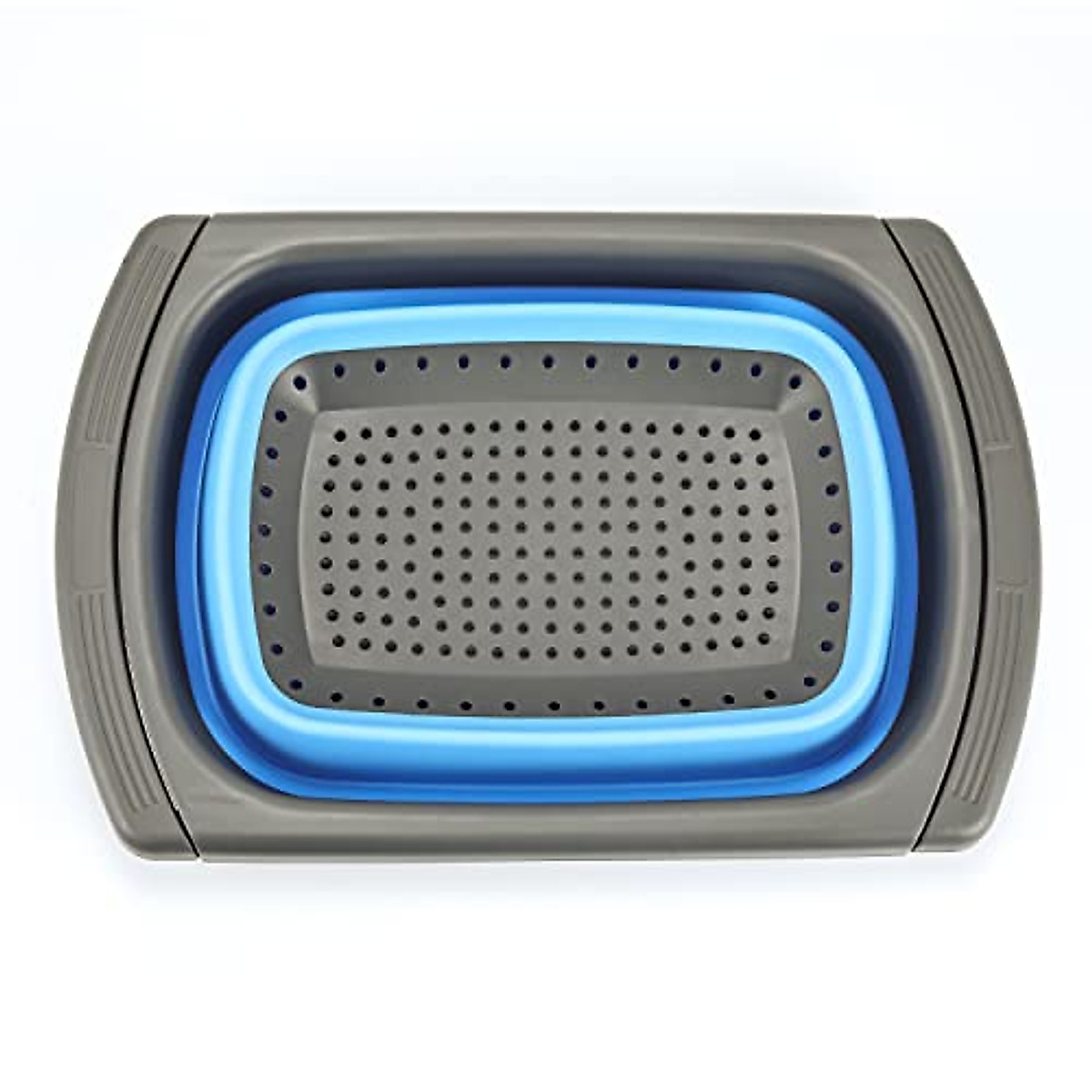 UPHTEH Over the Sink Collapsible Colander Kitchen Strainer Basket-Wash Vegetables and Fruits, Drain Cooked Pasta and Dry Dishes,6-Quart Capacity -Blue