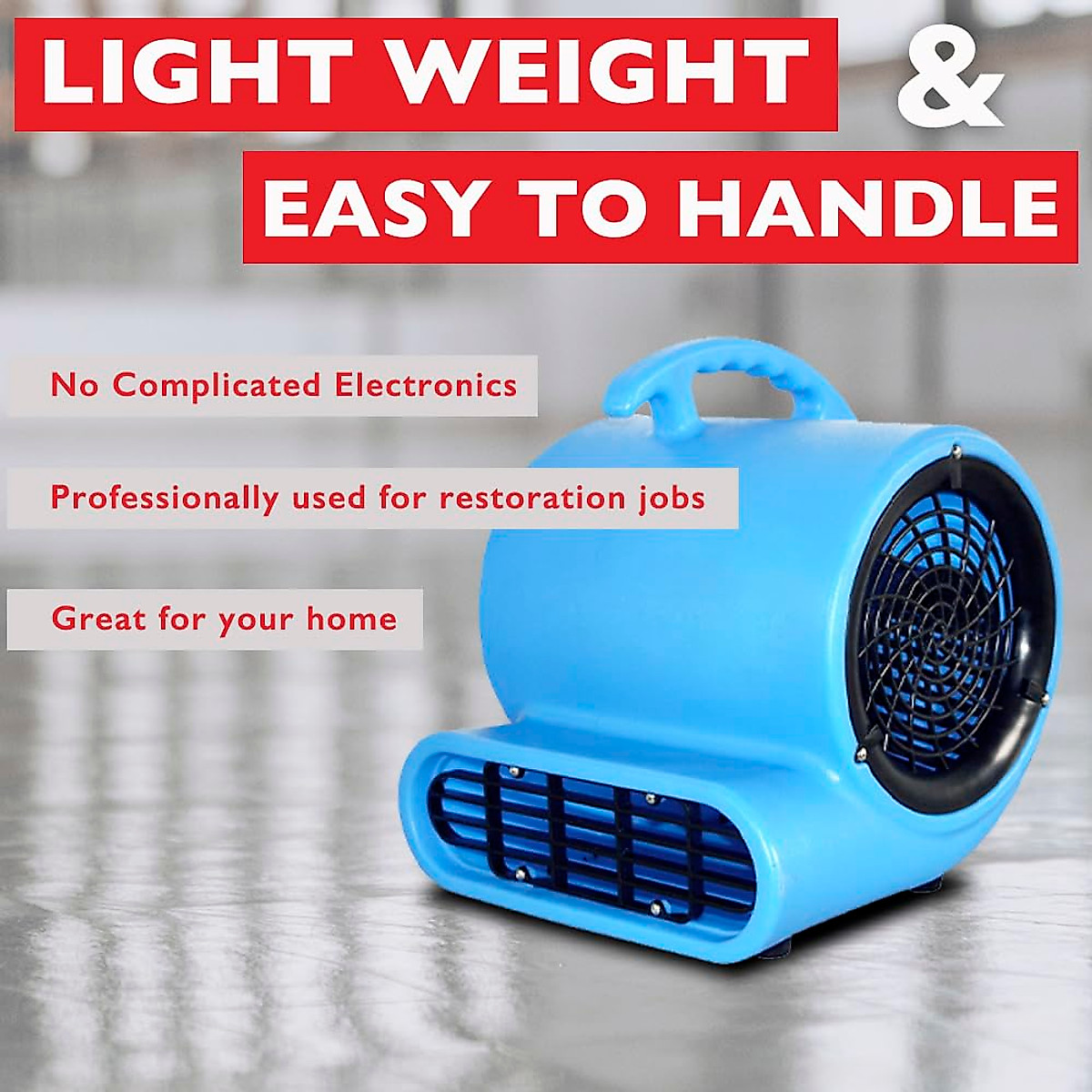 BLOTEK 1/2hp 2200CFM Speed Air Mover Carpet Dryer Floor Fan Cooling Fan - Industrial Heavy Duty Abanico de Piso Blower Fan with High Power for Commercial and Industrial Use