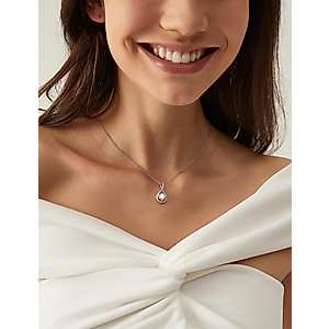 EAMTI 925 Sterling Silver Necklace for Women Cubic Zirconia Round Cut 1.25CT Pendant Necklace Dainty Jewelry Gifts for Women Mother's Day/Birthday/Anniversary Day/Valentine’s Day