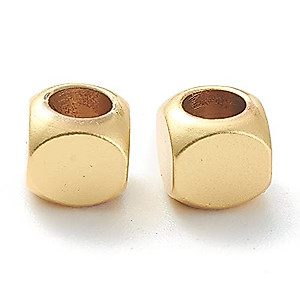 Pandahall 500pcs 18K Gold Plated Cube Spacer Beads 5x5x5mm Brass Square Loose Beads Golden Long Lasting Plated for Jewelry Making Hole: 3 mm