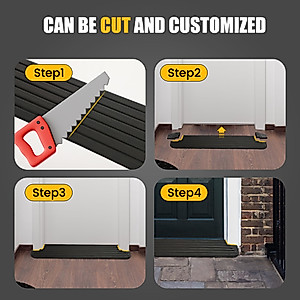MAGIC UNION 1" Rise Solid Rubber Power Wheelchair Threshold Ramp Doorway