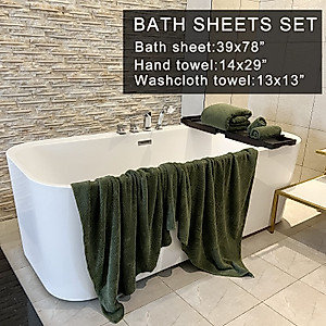 YTYC Towels,39x78 Inch Oversized Bath Sheets Towels for Adults Luxury Bath Towels Extra Large Sets for Bathroom Super Soft Microfiber Shower Towels 80% Polyester(Olive Green,6 Piece)