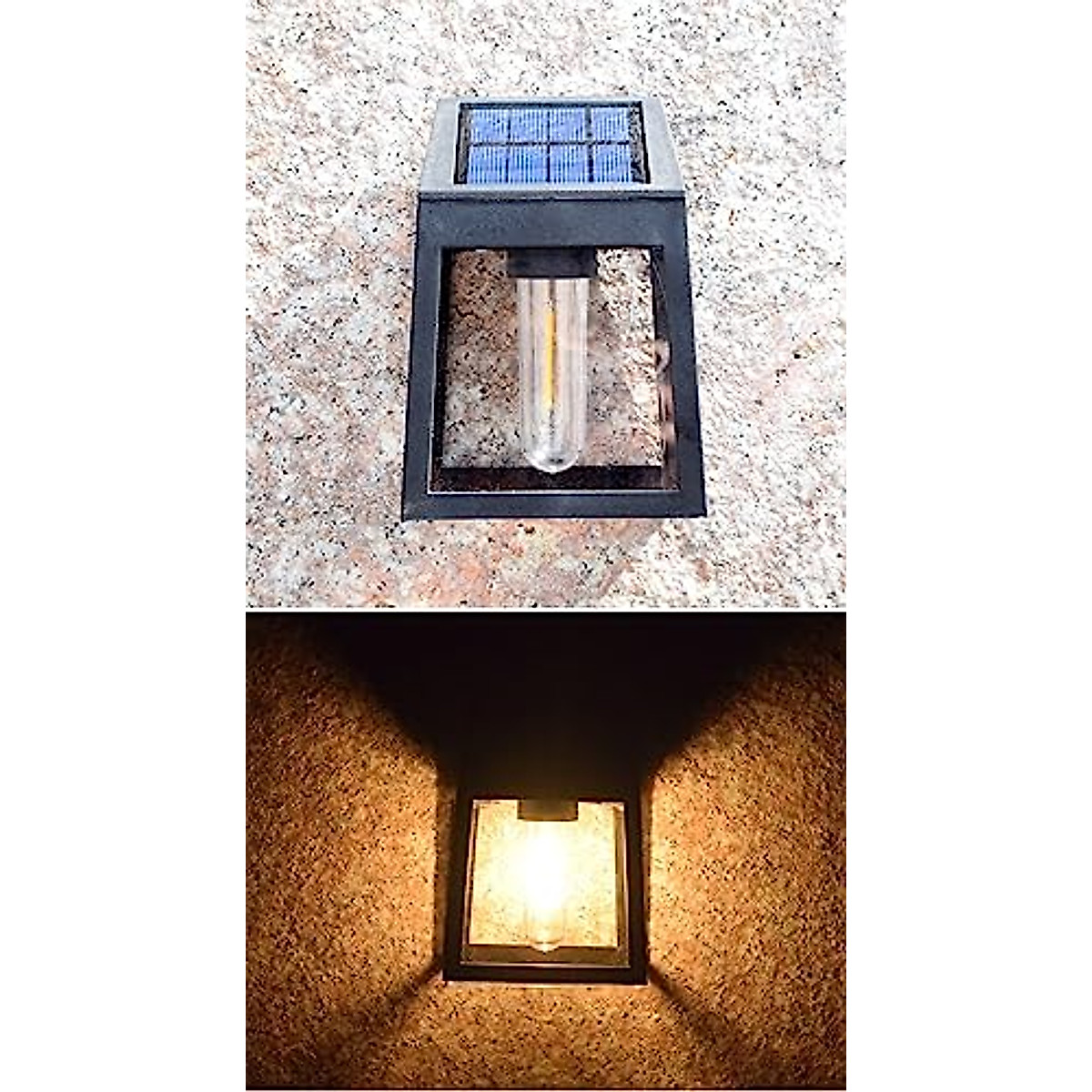 Black Finish Wall Lamp 2W Wall Solar Lighting Waterproof Outdoor Wall Sconce for Garden, Front Door