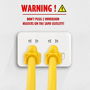 Portals Hardware Immersion Water Heater for Boiling Bath Water,Portable Electric 304 Stainless with Guard Cover -LCD Thermometer MotorhomeTub,Boiling 5 Gallon Bucket of in Minutes (Yellow)