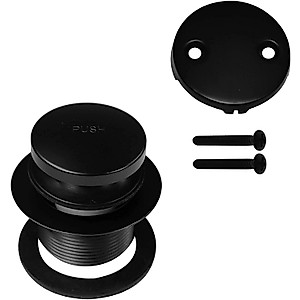 Westbrass 7931817-DC-62 18" Tip-Toe Drain Trim with 2-Hole Overflow Faceplate & Direct Connect Shoe Outlet, Matte Black