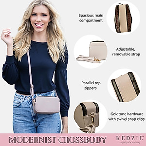 KEDZIE Color Pop Modernist Vegan Leather Crossbody Shoulder Compact Camera Shape Bag For Women With Adjustable Strap - Gray
