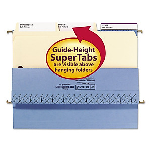 Smead SuperTab® Fastener File Folder, 2 Fasteners, Oversized Reinforced 1/3- Cut Tab, Guide Height, Letter Size, Manila, 50 Each per Box (14535)