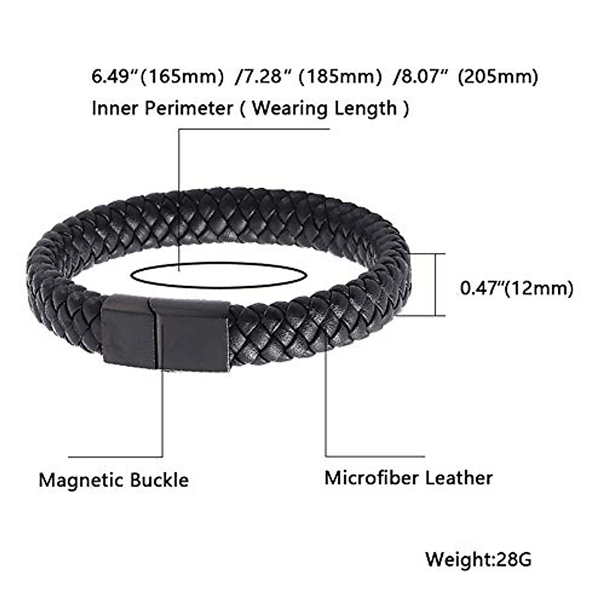 ForeverWill 1 Year AA NA Sobriety Jewelry Gifts for Men Women,Inspirational Magnet Leather Recovery Bracelets,Personalized Narcotics Alchohol Addiction Recovering Friends Family,Customized Black