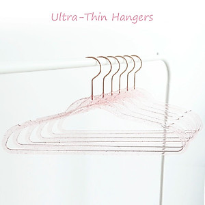 Pink Clothes Hangers 16", 20 Pack Plastic Clear Coat Hanger for Adult Closet, Durable Bling Ganchos de Ropa with Swivel Hook, Notched Shoulders & Ultra-Thin Space Saving Laundry Hanger for Dress Suits