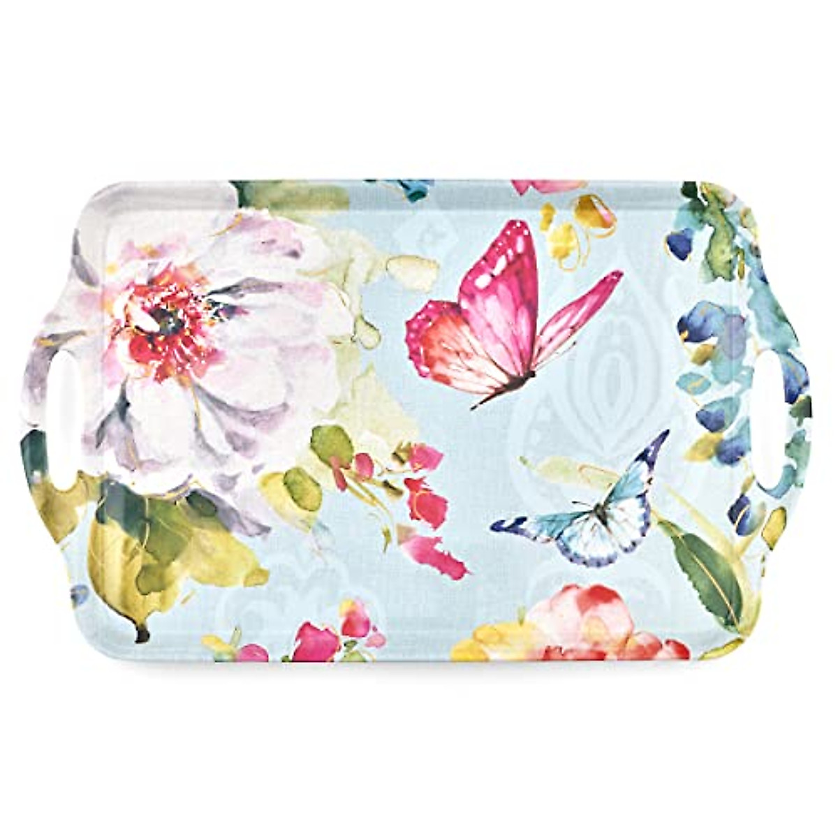 Pimpernel Colorful Breeze Collection Large Handled Tray | Serving Tray for Lunch, Coffee, or Breakfast | Made of Melamine | Measures 19.25" x 11.5" | Dishwasher Safe