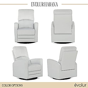 Evolur Habana, Swivel, Easy Assembly Glider Chair, Grey