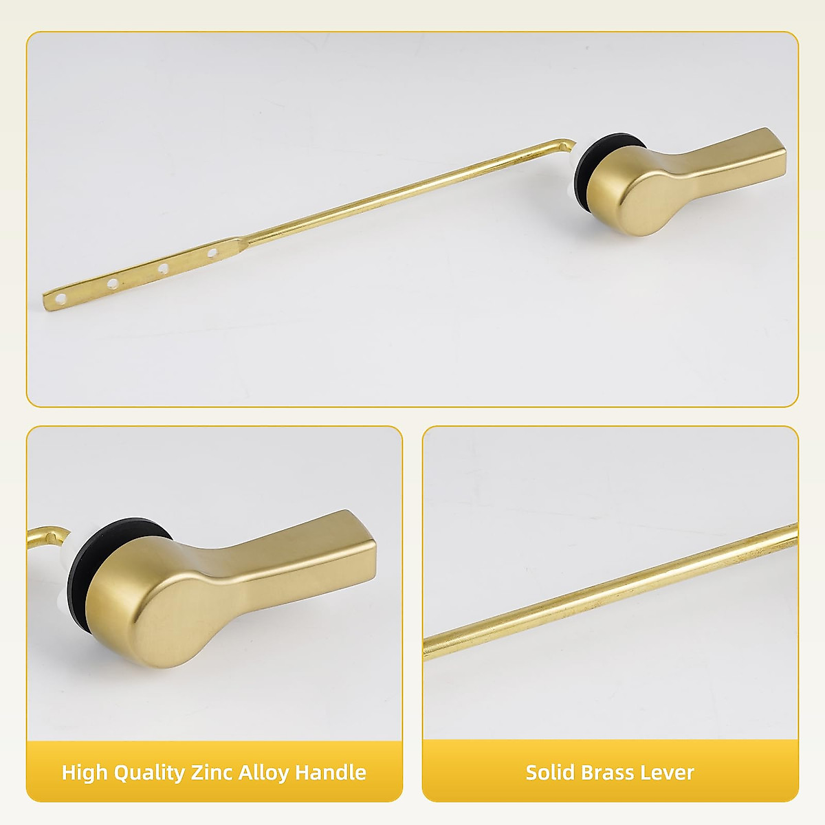 iFealClear Universal Toilet Flush Handle Replacement, Front Mount Toilet Handle Replacement Compatible with Kohler, TOTO, Mansfield Gerber Toilets, Solid Brass, Brushed Gold