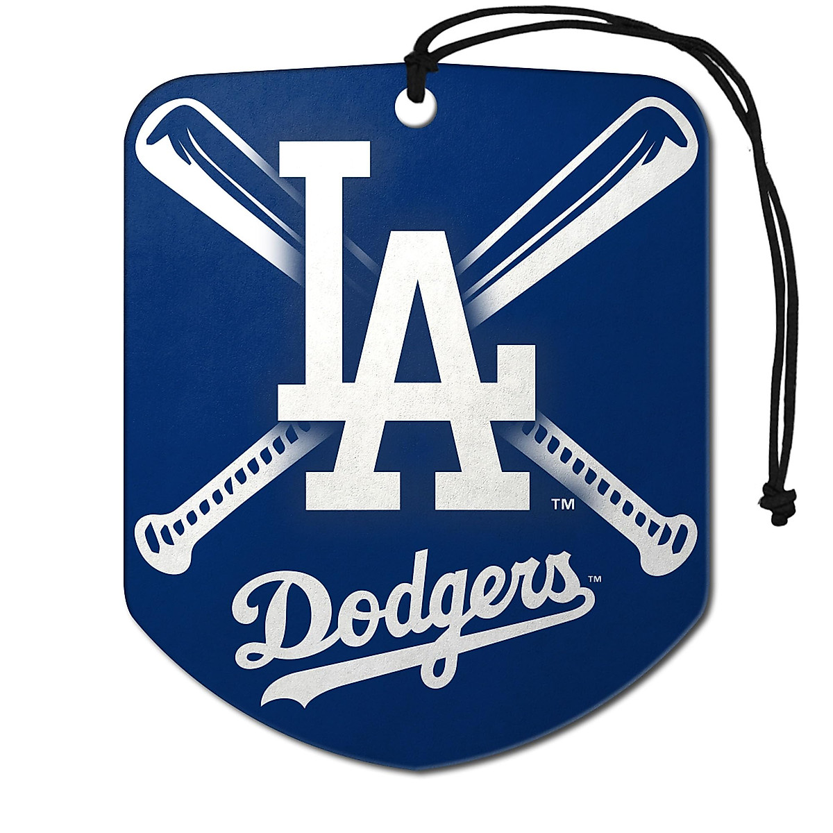 FANMATS 61549 MLB Los Angeles Dodgers Hanging Car Air Freshener, 2 Pack, Black Ice Scent, Odor Eliminator, Shield Design with Team Logo
