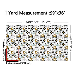 Scandinavian Fabric by The Yard, Cartoon Vikings Upholstery Fabric, Boho Animal Decorative Fabric, Nordic Cultural Historical Elements Waterproof Fabric Upholstery and Home Accents, 2 Yards